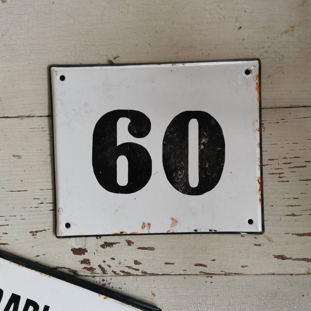 House Number Badge Door Fitting, Sign Number 60, Sixty Vintage Decor ...