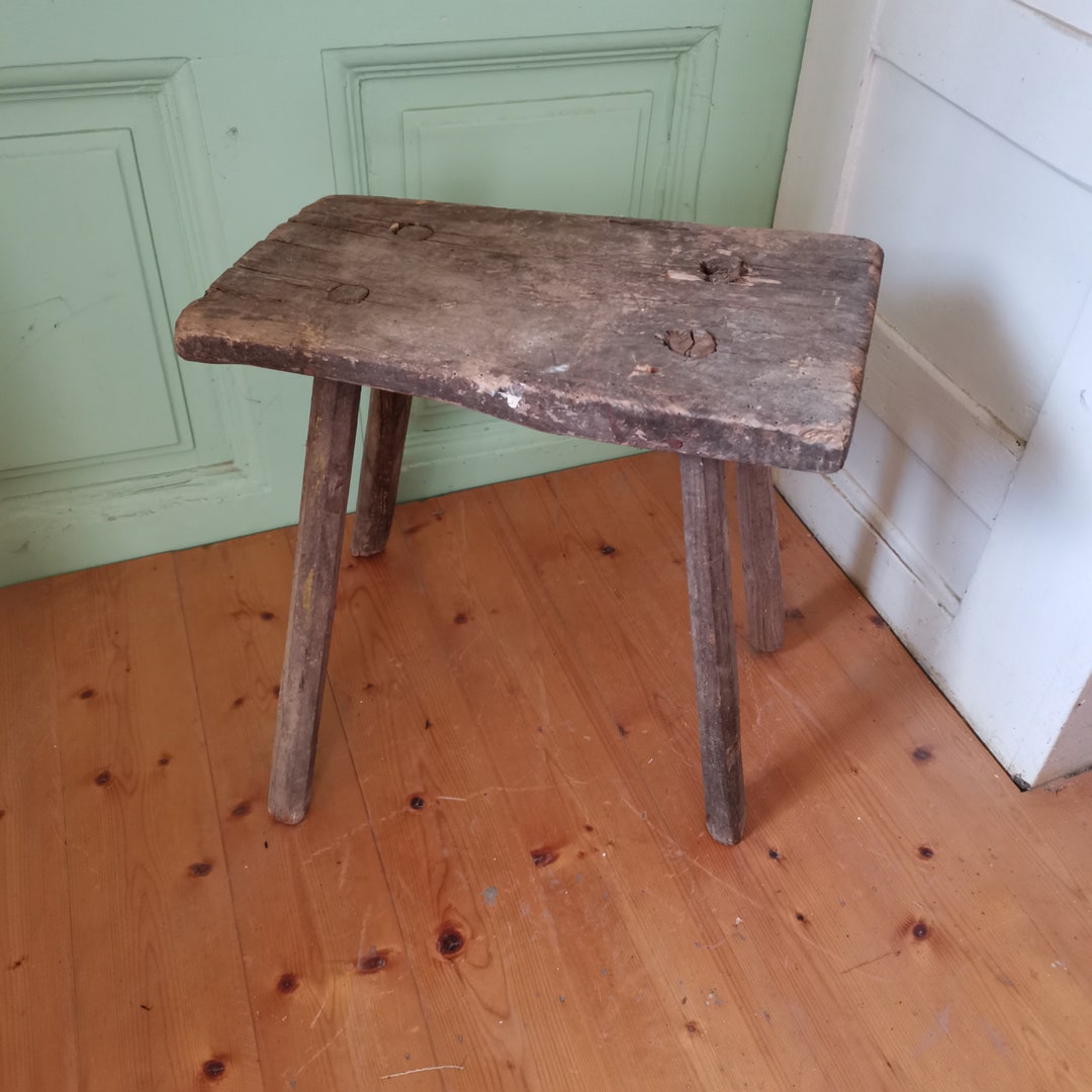 Primitive Handmade Antique Milk Seat, Gnarly Patina Wooden Milking ...