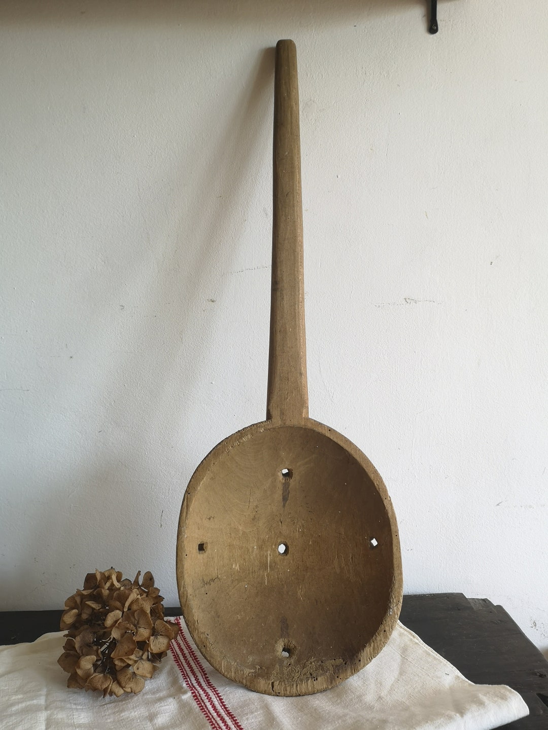 Colander PADDLE Spade Antique Gnocchi or Pasta Spoon Primitive Vintage ...