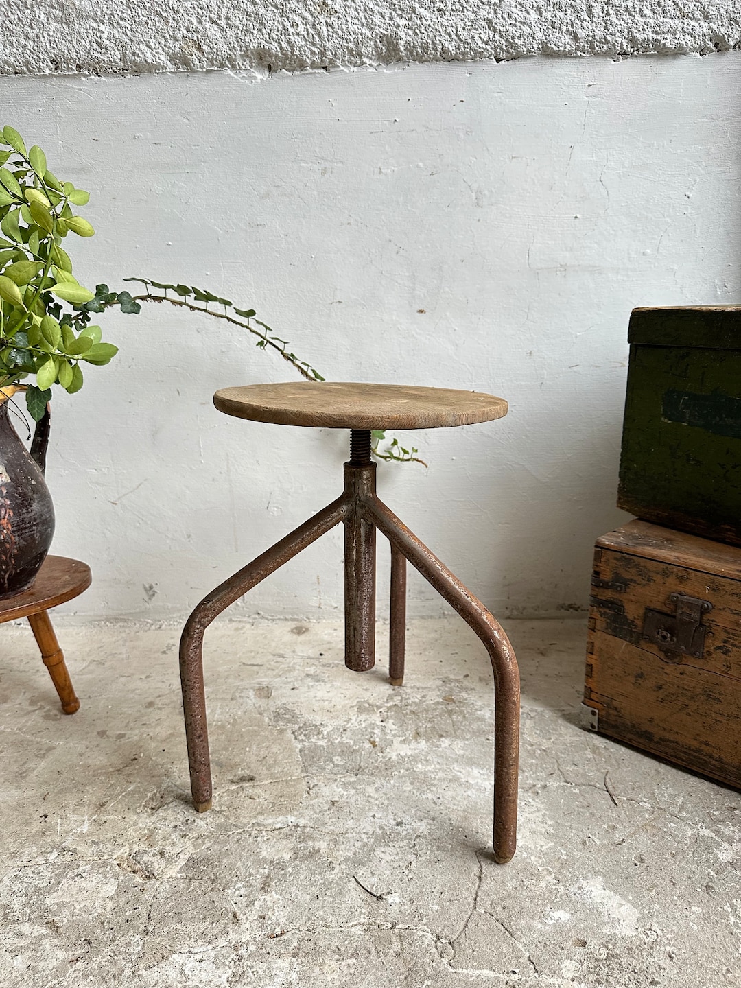 Retro Work Seat Engineering Stool, Factory Chair Vintage Bench Seat ...