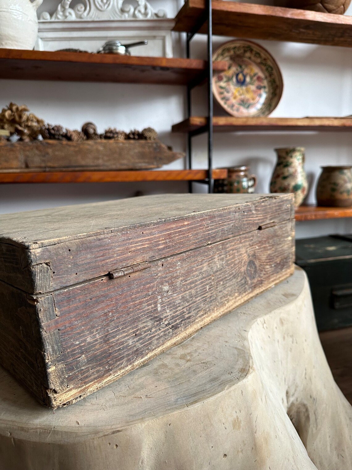 Antique Rustic Wooden Tool Trunk or Painters Storage Box, Gnarly Shabby ...
