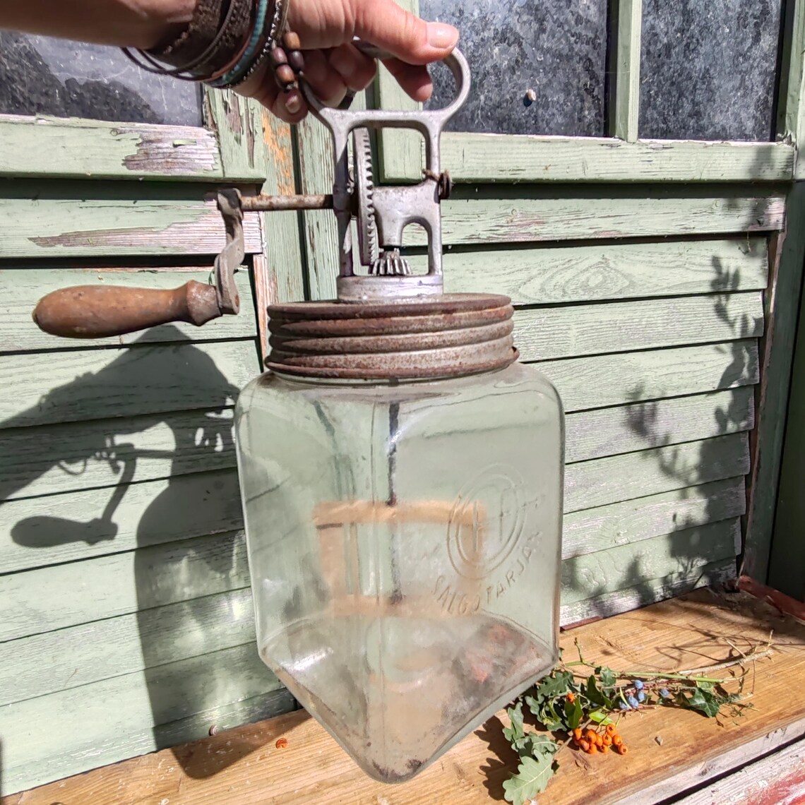 Large Glass Butter Churn Rustic Living, Butter Churn, Kitchen Decor ...