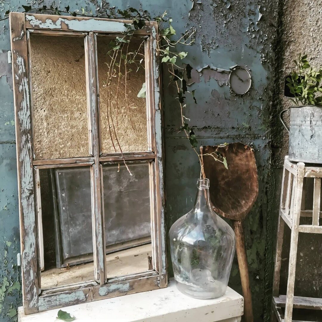 French Wine House Rustic Old Window Frame Mirror Chippy - Etsy