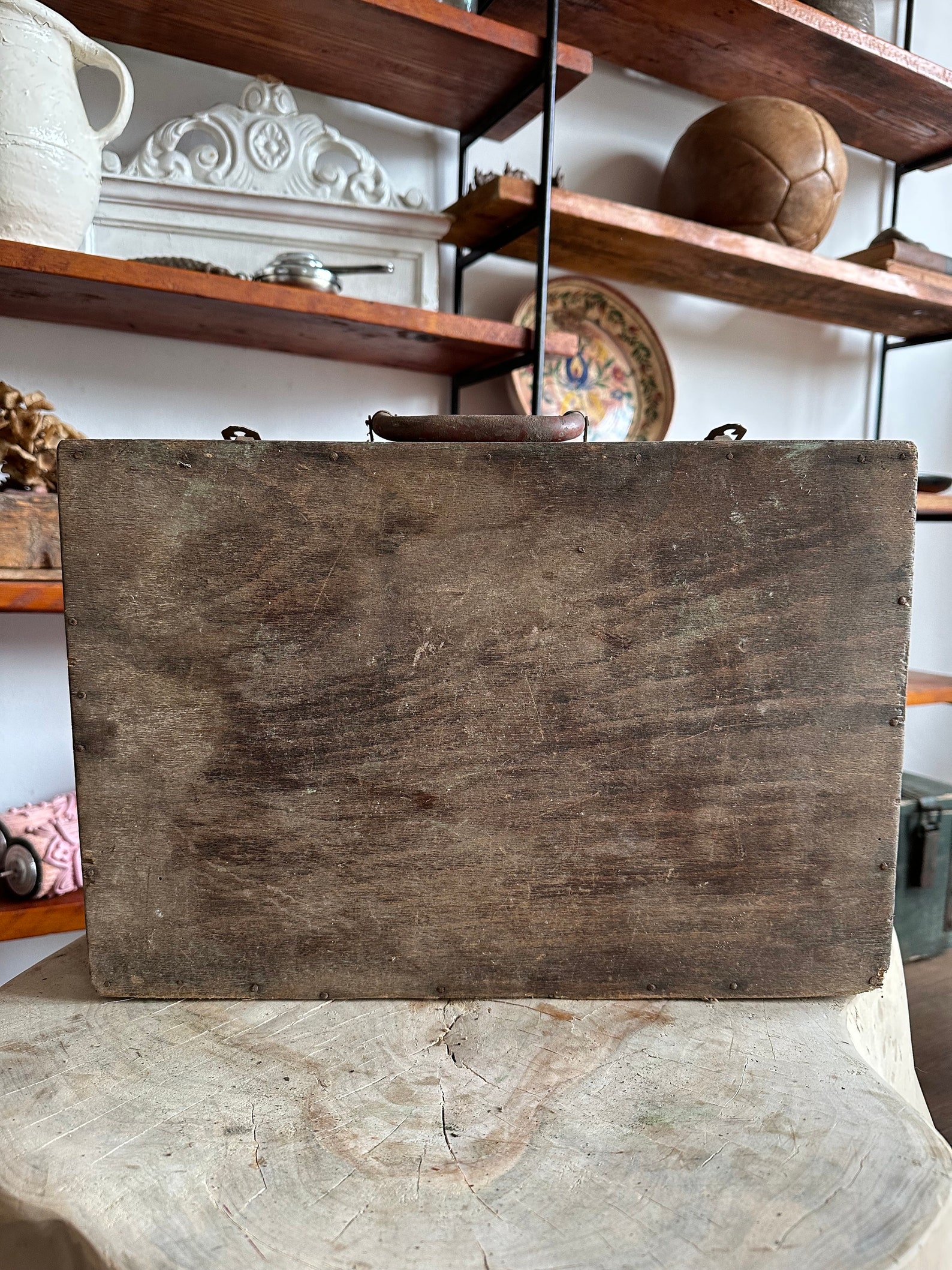 Antique Rustic Wooden Tool Trunk or Painters Storage Box, Gnarly Shabby ...
