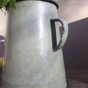 GREY STORAGE Container Enamel Kitchen Mini Fridge Vintage Pot Carrier ...