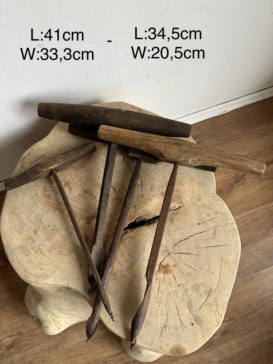 Set of 4 Antique Primitive Hand Auger Drill. Large Hand Tools. Log Bore ...