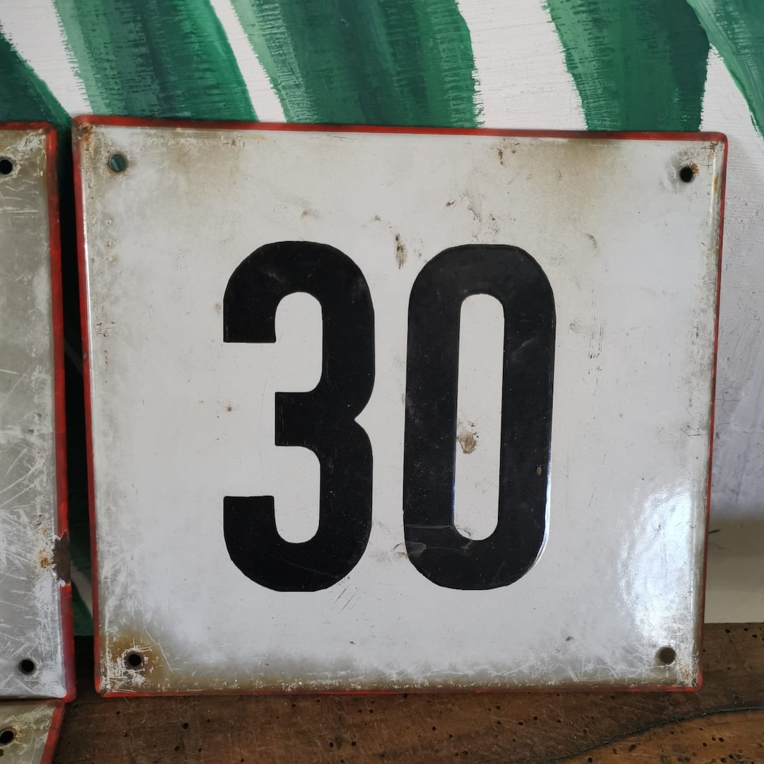 House Number Badge Door Fitting, Sign Number 30 Thirty, Vintage Decor ...