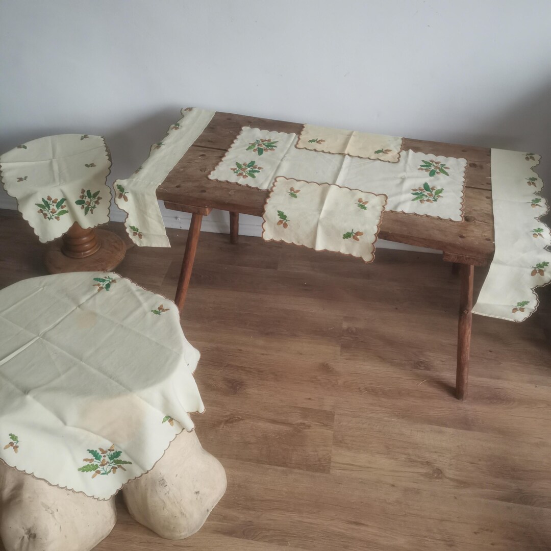 Vintage 60s Hungarian Table Linens Set – Handmade Folk Art Style With ...