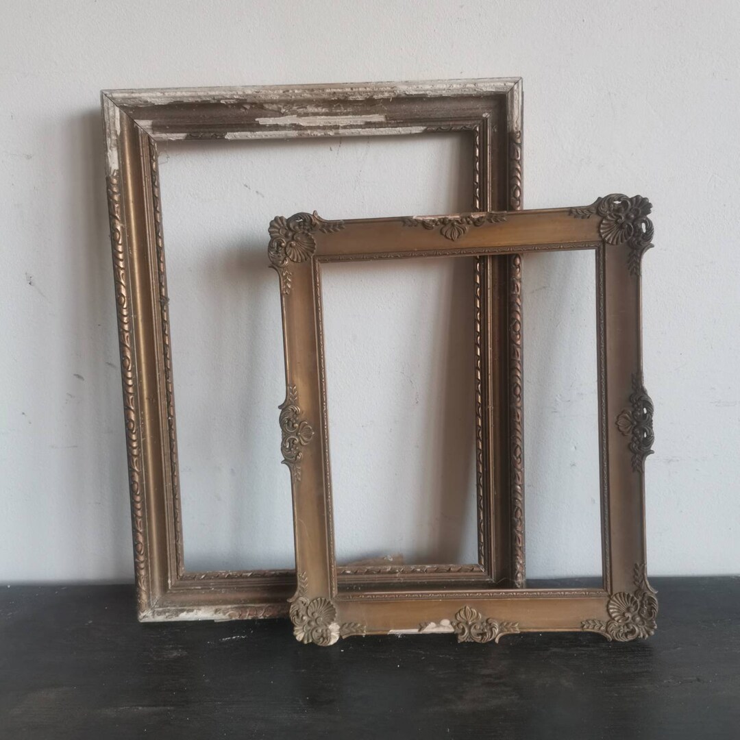 Decorative Antique Frames 2, Chipped Gold Gilt, Wedding Decor, Rustic ...