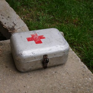 Vintage Hungarian FIRST AID BOX Medical First Aid Supplies Aluminum Tin ...