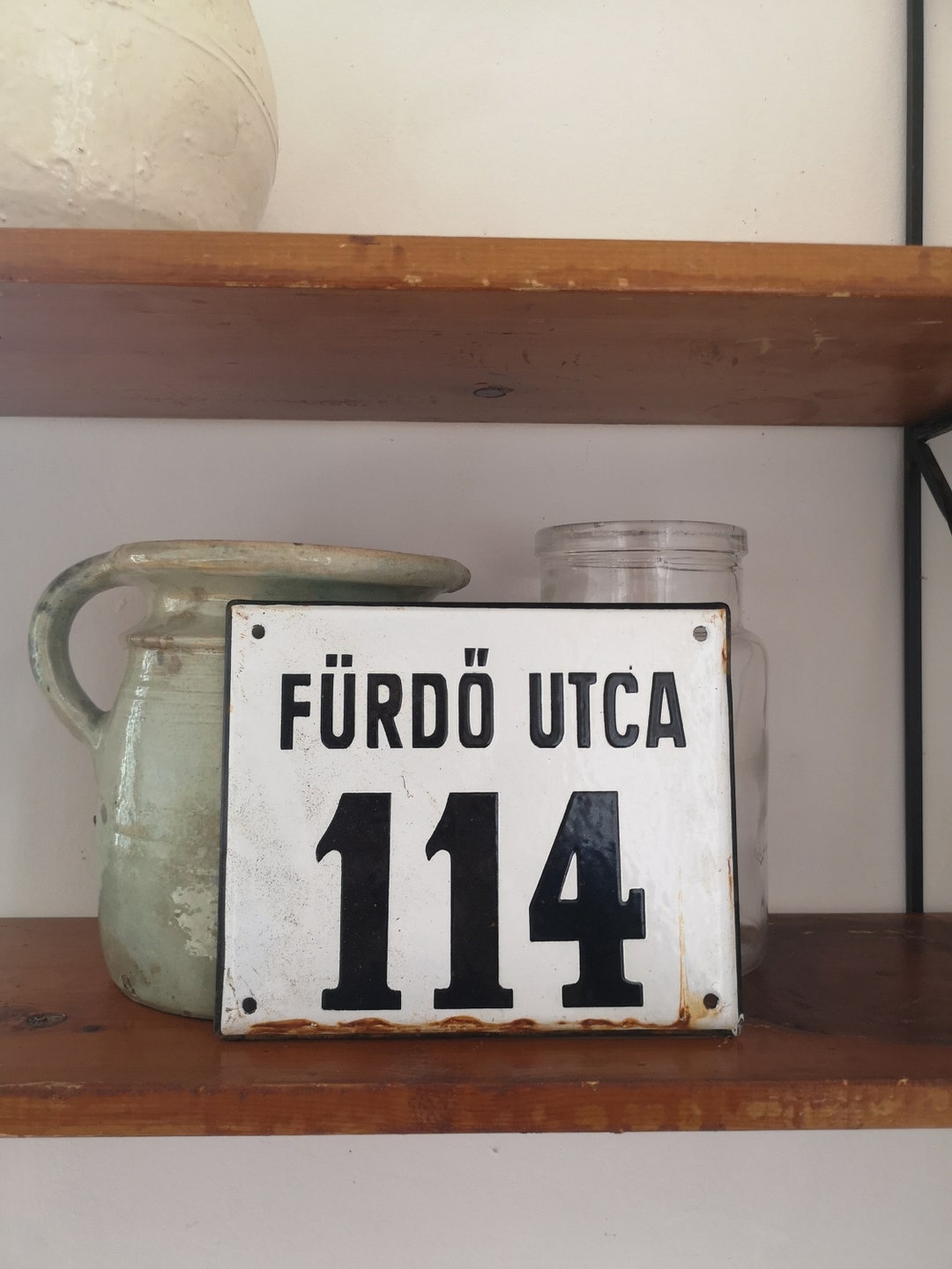 House Number Badge Door Fitting, Sign Number 114 One Hundred, Vintage ...