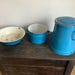 Set of 3 Bright Blue Enamel Container, Milk Bucket and Bowl Fridge ...