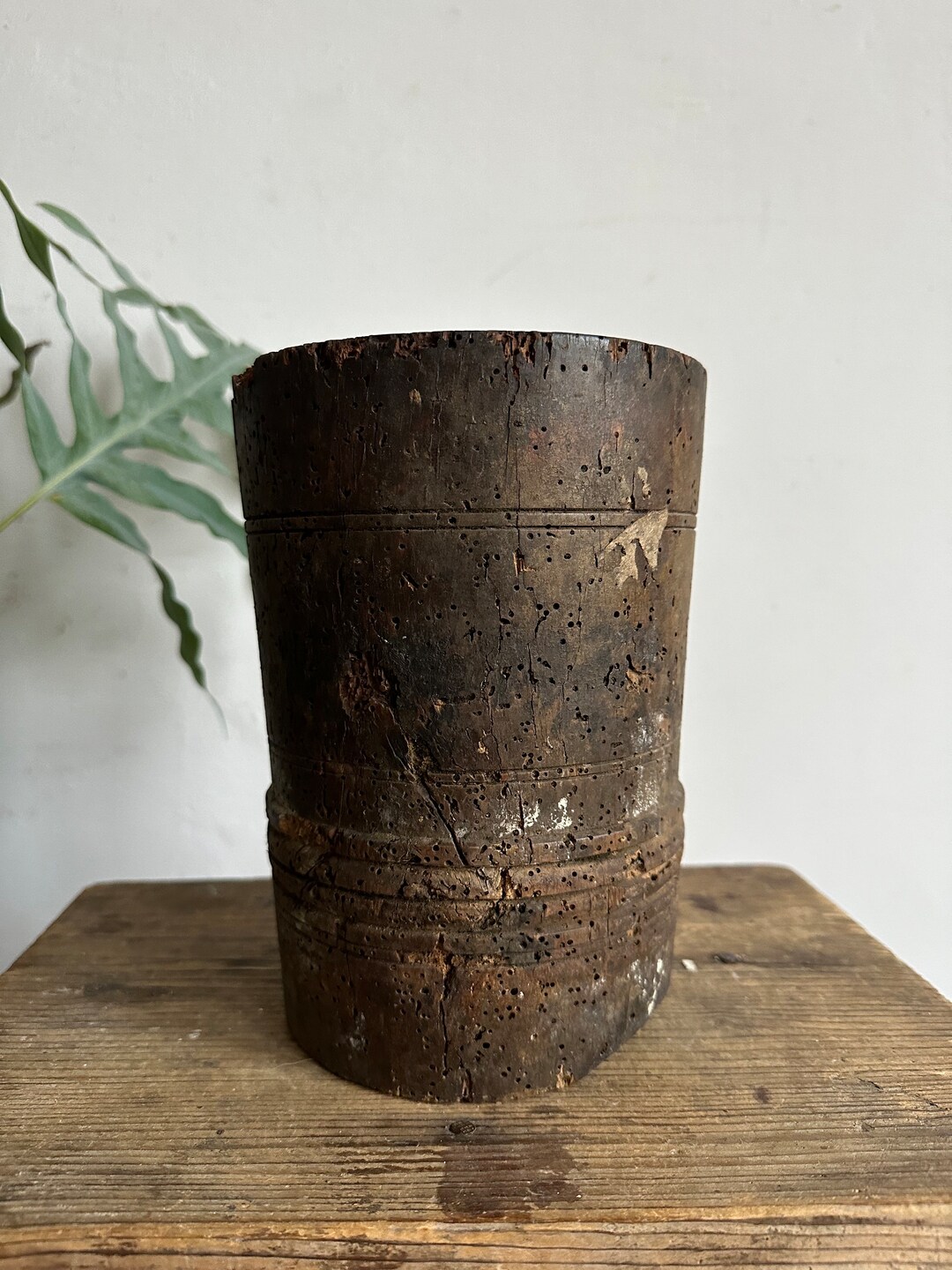 MORTAR Large Wooden Vintage Rustic Pot, Butter Churn, Grinder, Aged ...