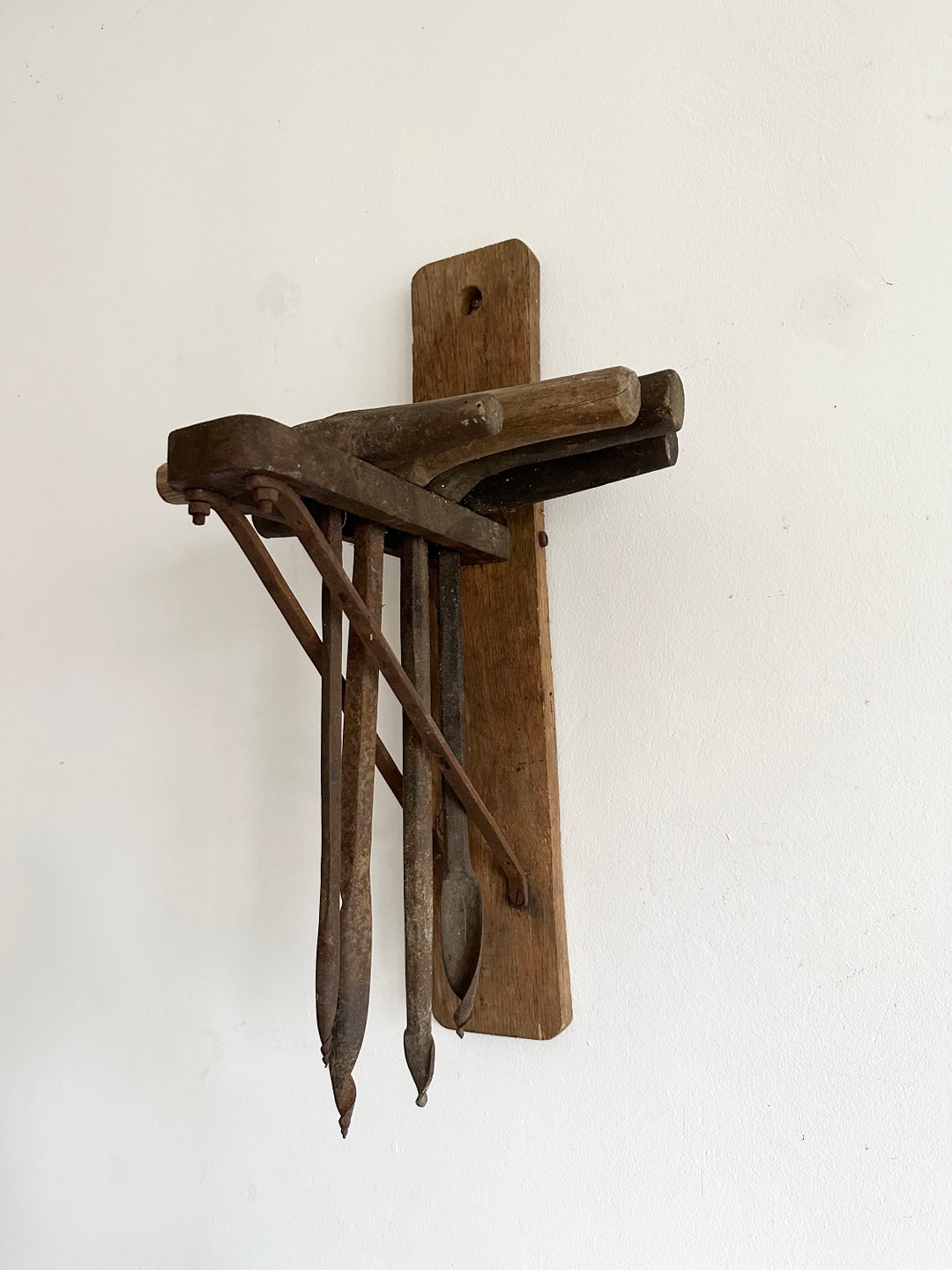 Set of 4 Antique Primitive Hand Auger Drill. Large Hand Tools. Log Bore ...