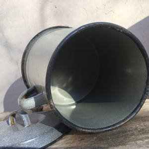 GREY STORAGE Container Enamel Kitchen Mini Fridge Vintage Pot Carrier ...