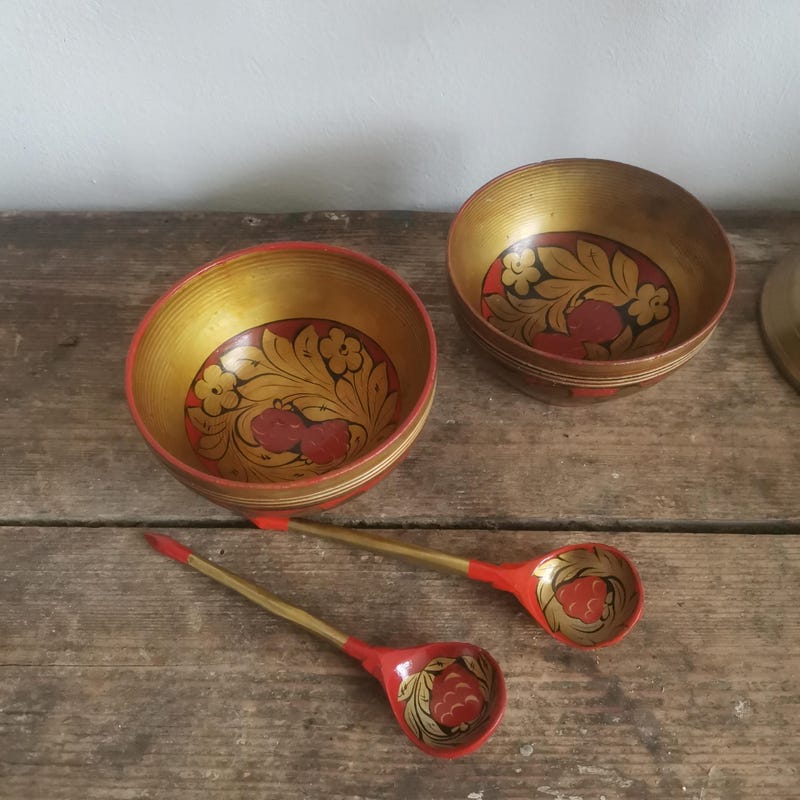 Russian Painted Wooden Bowls - Etsy