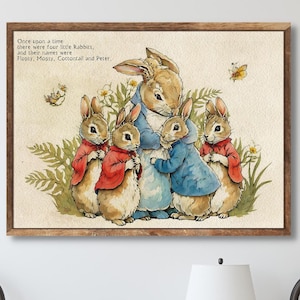 Classic Peter Rabbit Art, Flopsy, Mopsy, Cottontail and Peter, Large ...