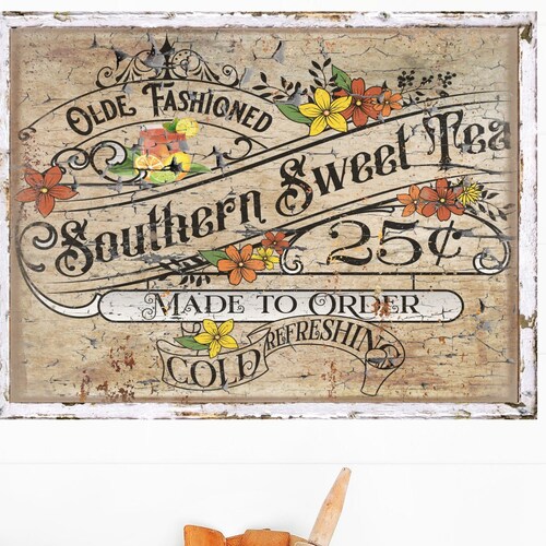 Southern Sweet Tea Sign Farmhouse Decor Vintage Fall Decor | Etsy
