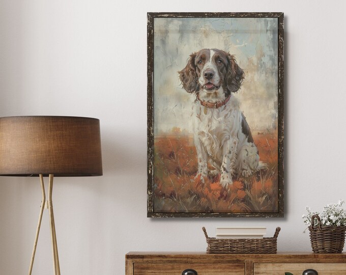 English Springer Hunting Dogs Art Print No.1, Oil Painting Style ...