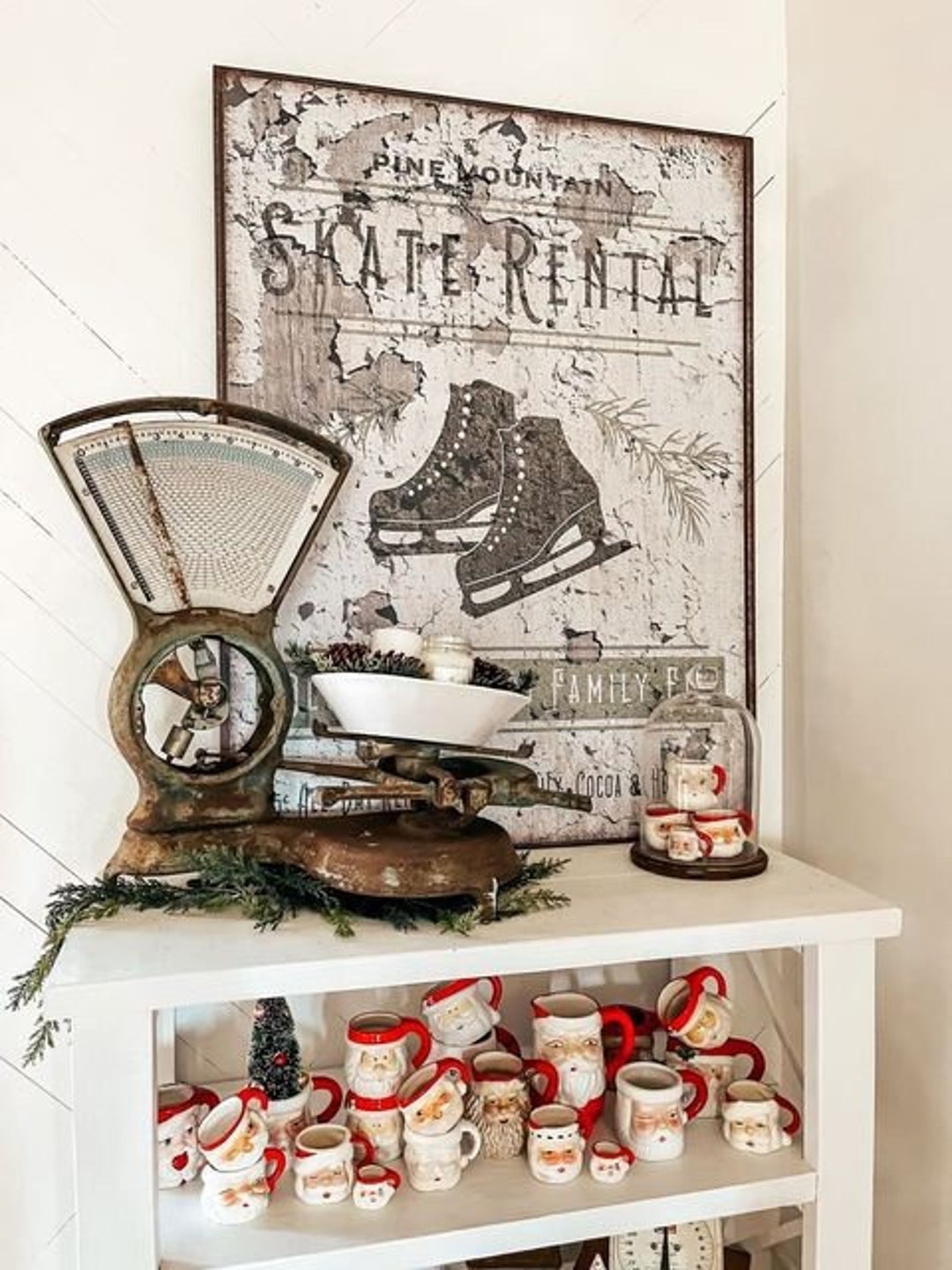 Skate Rental Sign, Farmhouse Holiday Sign, Vintage Winter Decor, Large ...