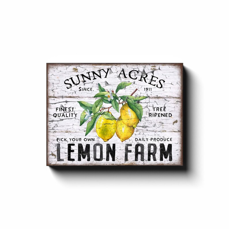 Farmhouse Lemon Decor Lemon Farm Sign Vintage Spring Decor - Etsy