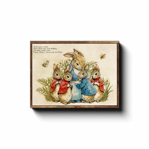 Classic Peter Rabbit Art, Flopsy, Mopsy, Cottontail and Peter, Large ...