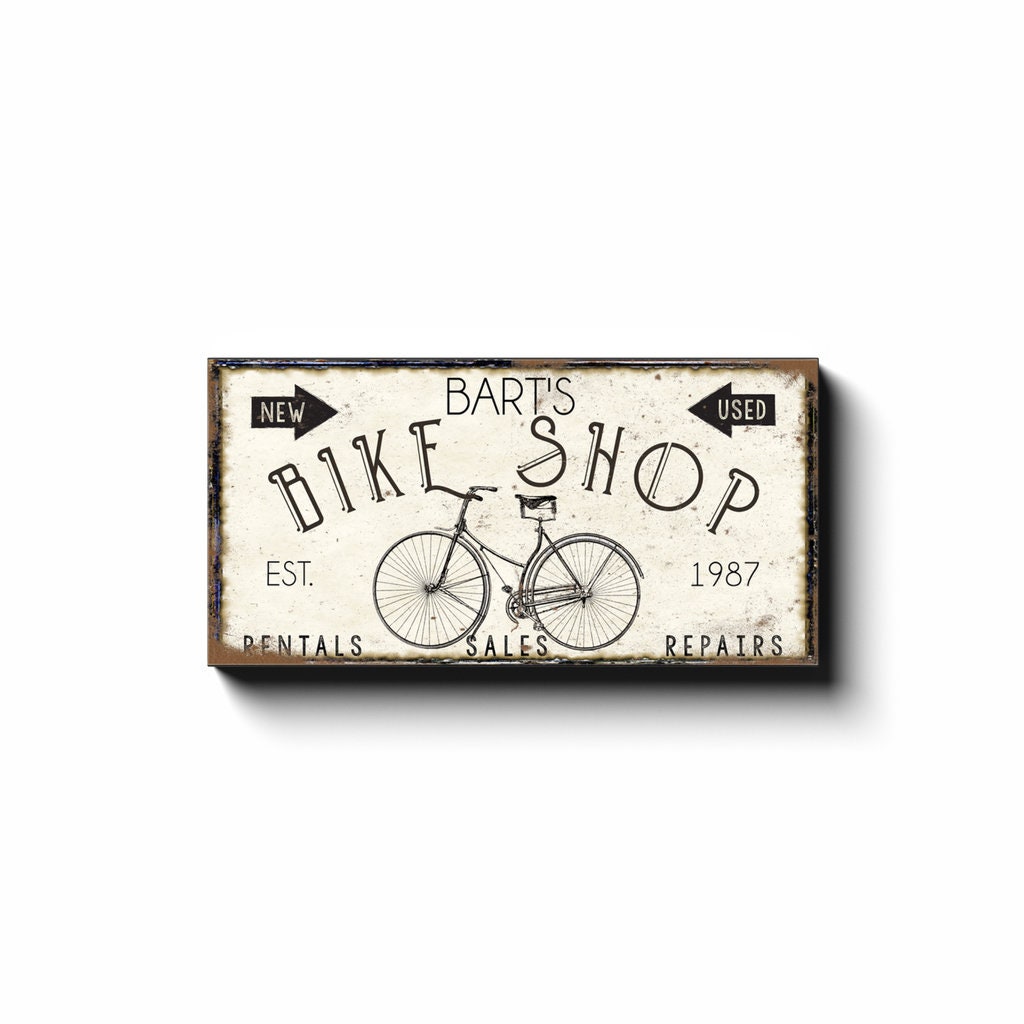 Custom Bike Shop Sign Modern Farmhouse Decor Large Canvas | Etsy
