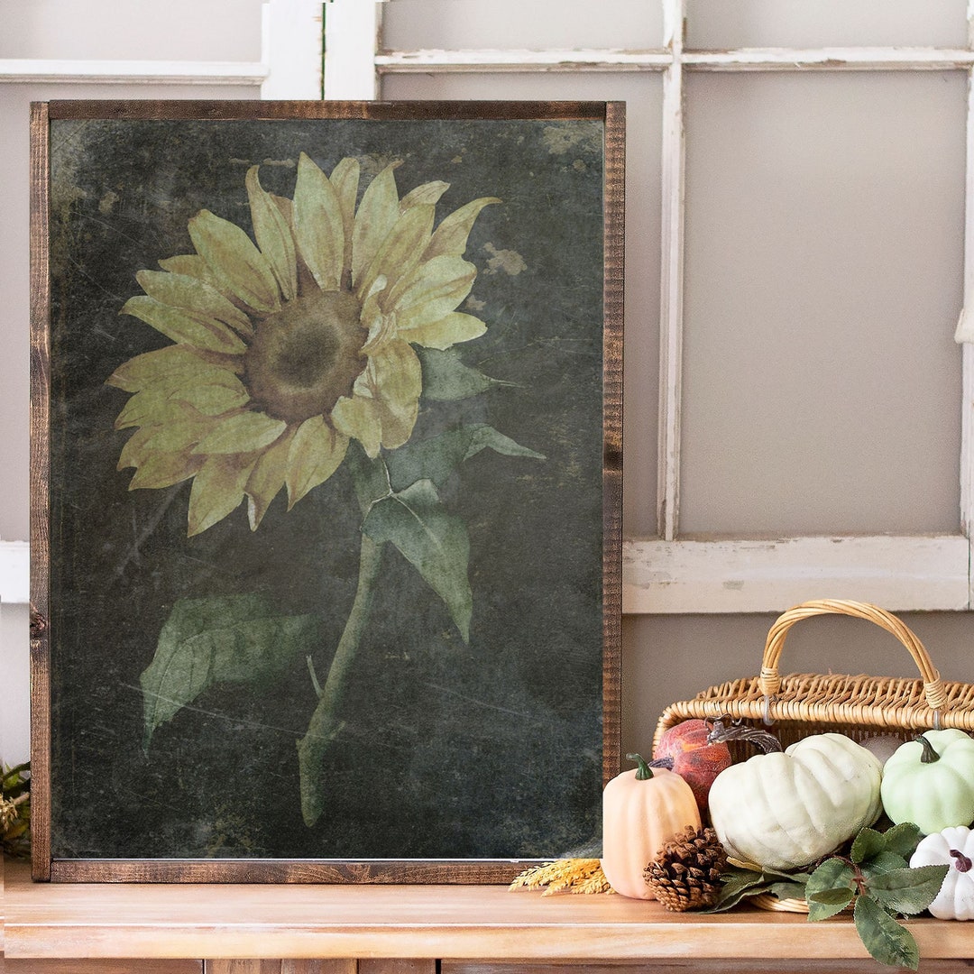 Sunflower Unframed Art, Vintage Fall Decor, Vintage Decor, Rolled ...