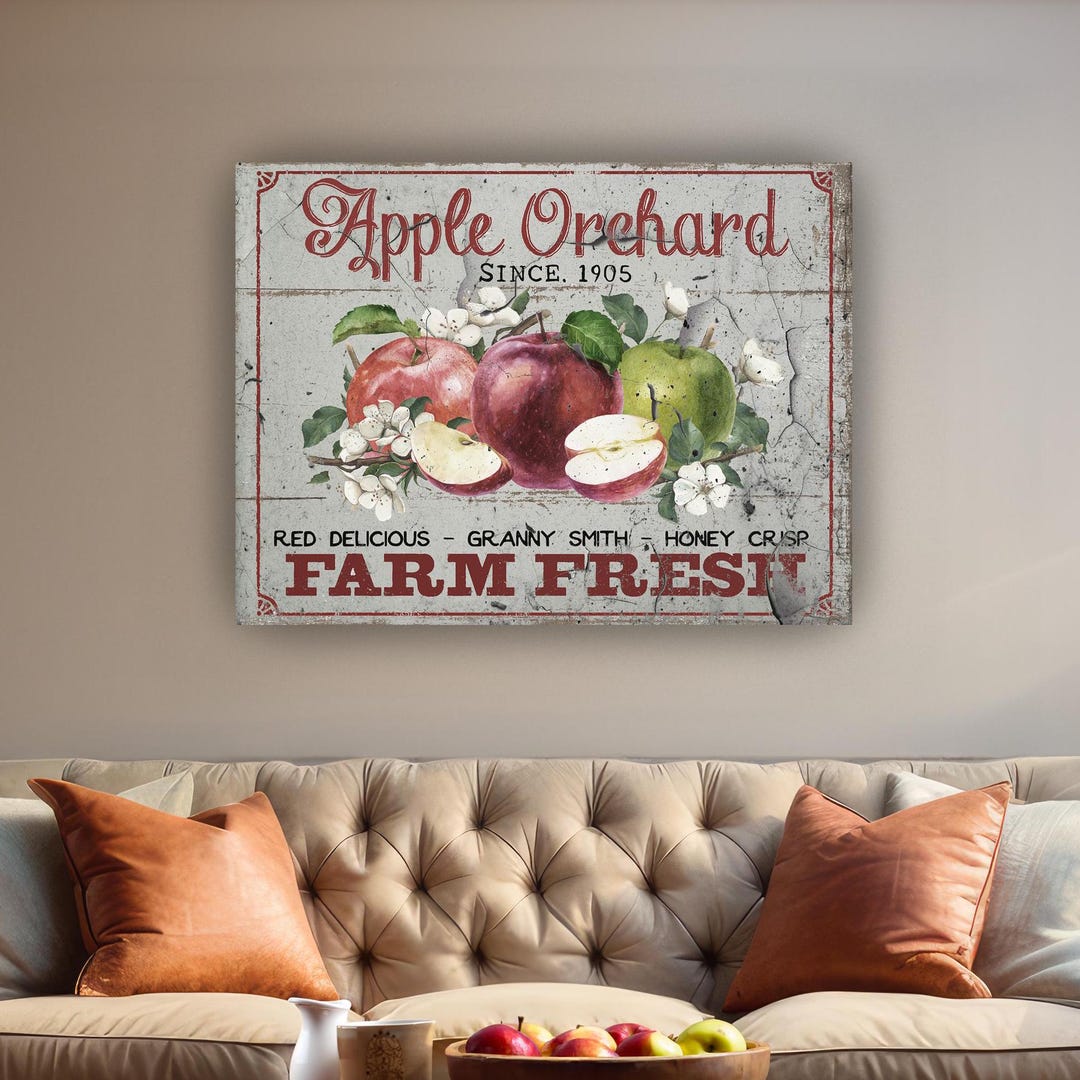 Vintage Apple Orchard Canvas Sign: Farmhouse Fall Decor - Etsy