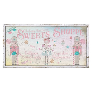 Sweet Shoppe Christmas Sign, Pastel Christmas Decor, Large Canvas Wall ...