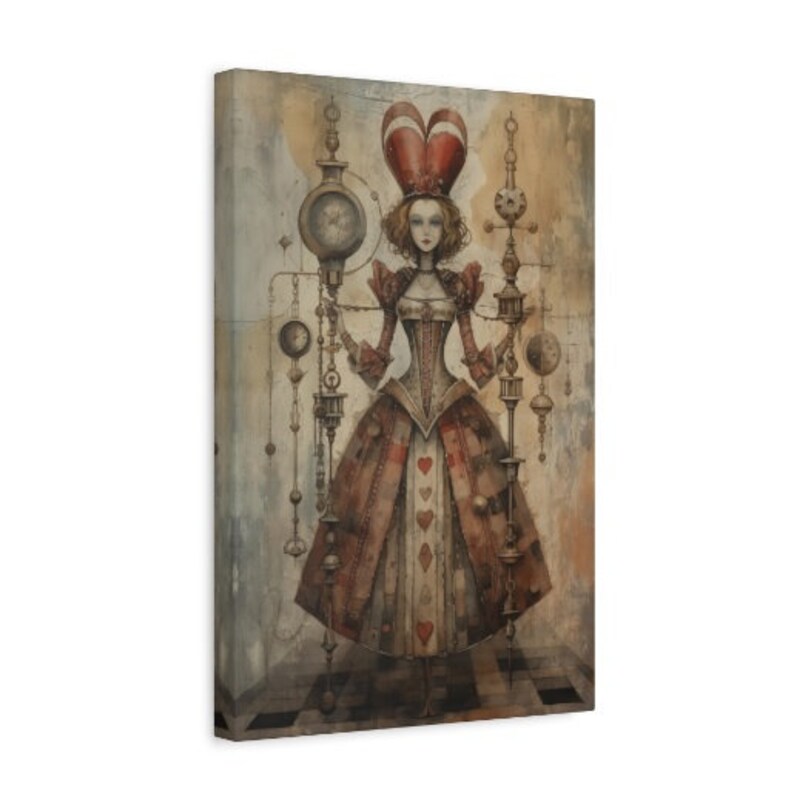 Steampunk Queen of Hearts Canvas Art: Gothic Alice in Wonderland Decor ...