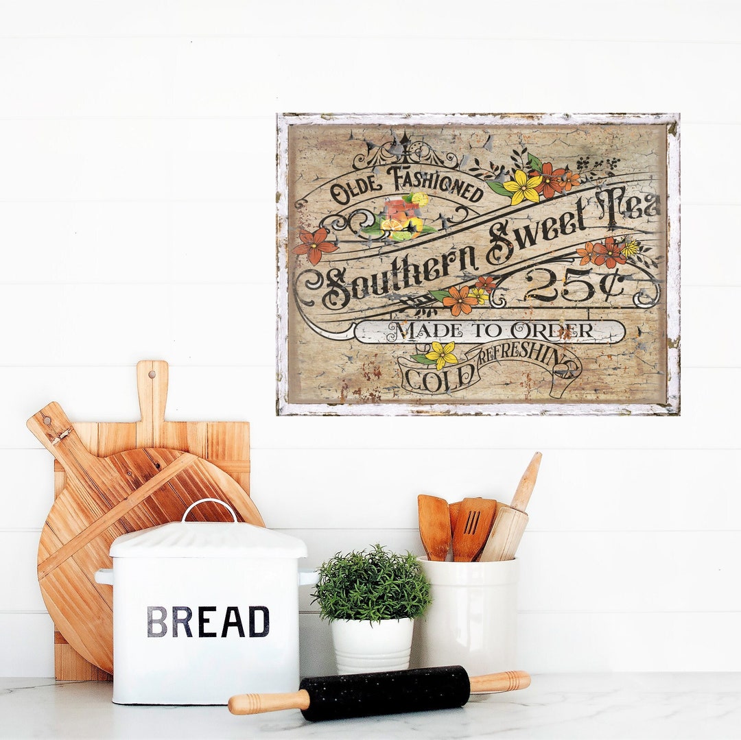Southern Sweet Tea Sign, Farmhouse Decor, Vintage Fall Decor, Large ...