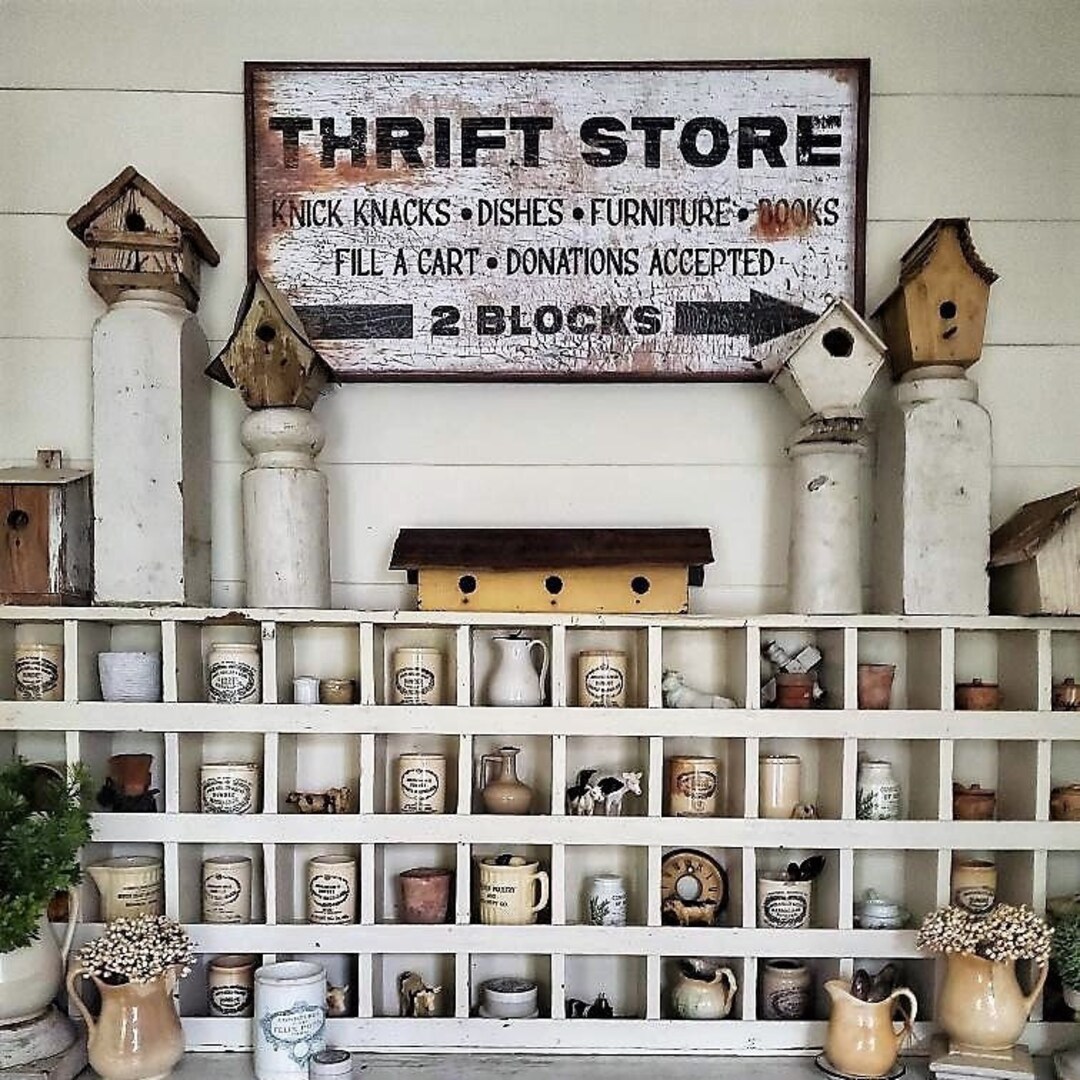 Thrift Store Sign, Modern Farmhouse Decor, Large Canvas Wall Art ...
