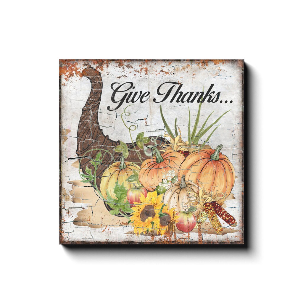 Give Thanks Canvas Decor Modern Farmhouse Wall Decor Fall | Etsy