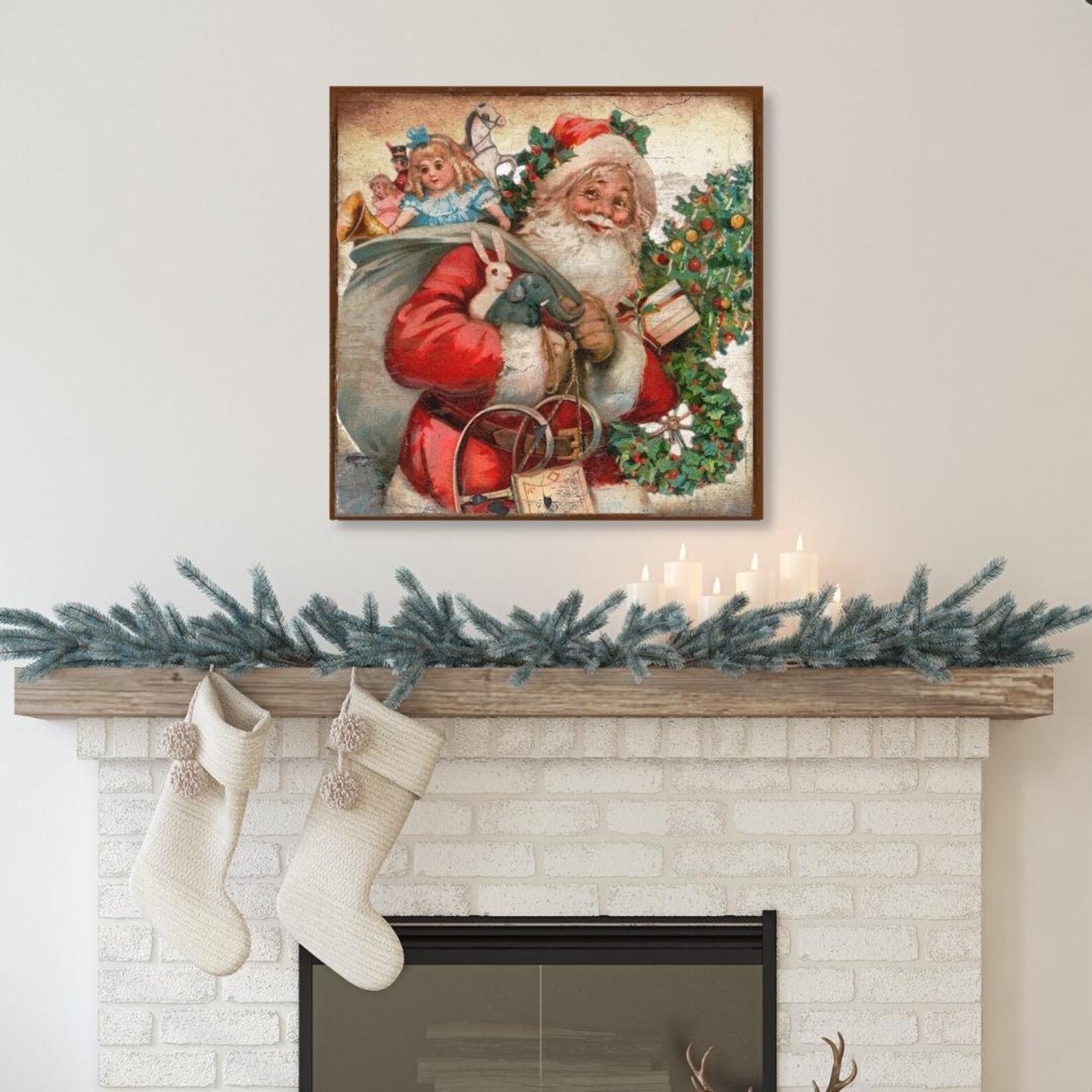 Vintage Santa Sign, Modern Farmhouse Home Decor, Vintage Christmas Sign ...