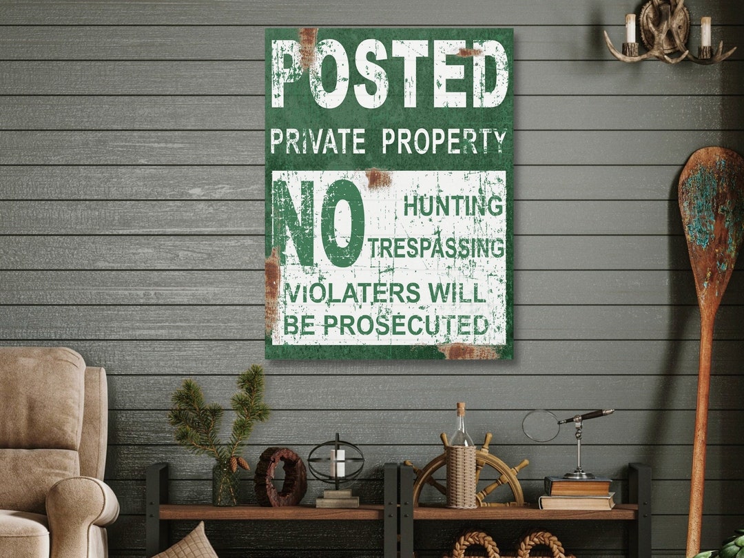 Posted Private Property Canvas Sign: Vintage Farmhouse Decor - Etsy