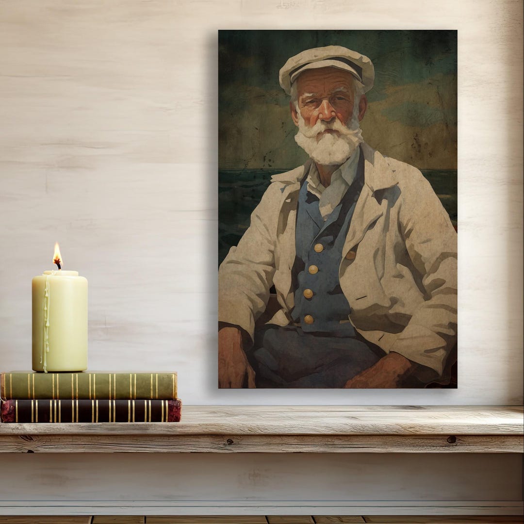Vintage Sea Captain Portrait: Nautical Canvas Wall Art - Etsy