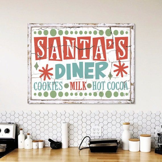 Santa's Diner Christmas Sign 1950'S Holiday Decor - Etsy