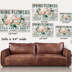 Spring Flowers, Vintage Spring Decor, Vintage Sign, Large Canvas Wall ...