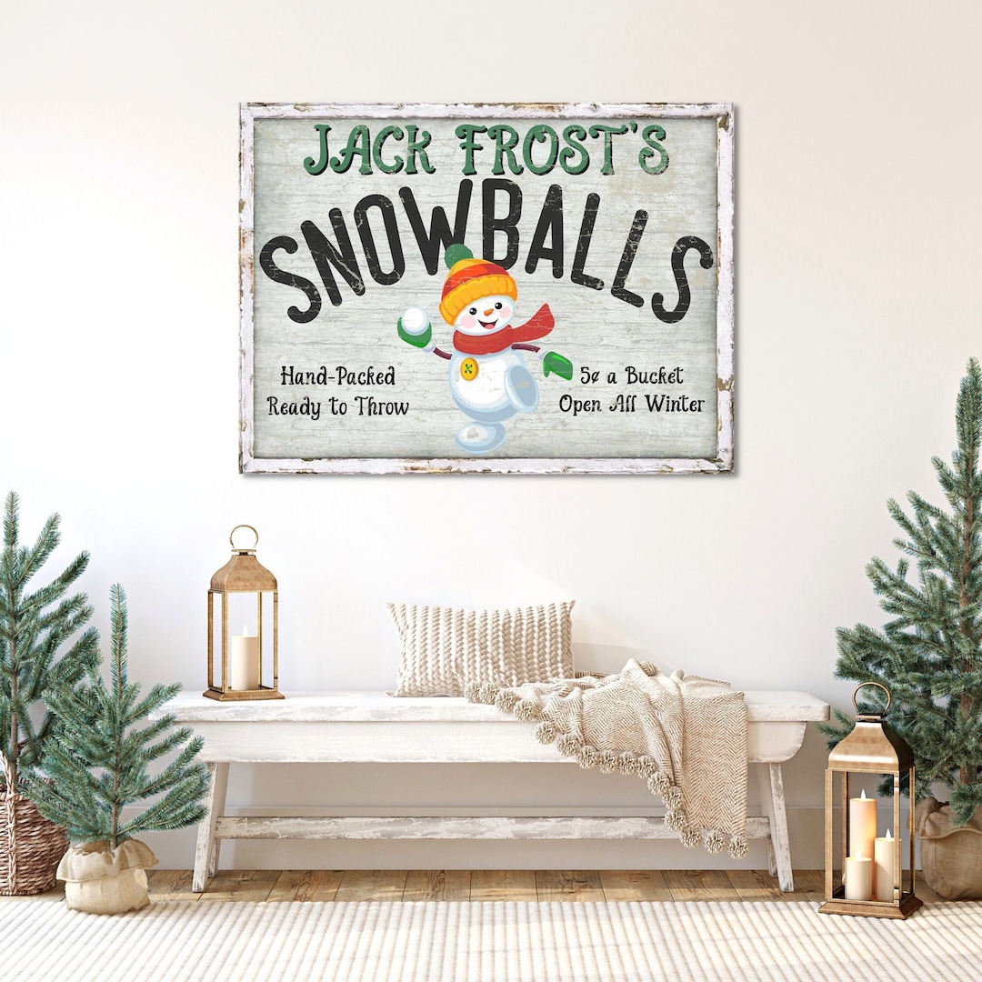 Jack Frost's Snowballs, Christmas Decor, Retro Christmas, Large Canvas ...