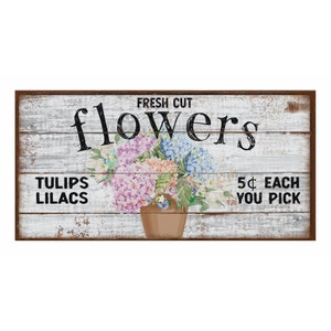 Fresh Cut Flowers Sign, Modern Farmhouse Decor, Large Canvas Wall Art ...