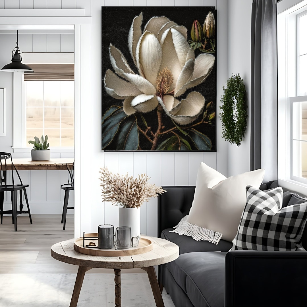 Magnolia Canvas Wall Art: Vintage Floral Farmhouse Decor - Etsy