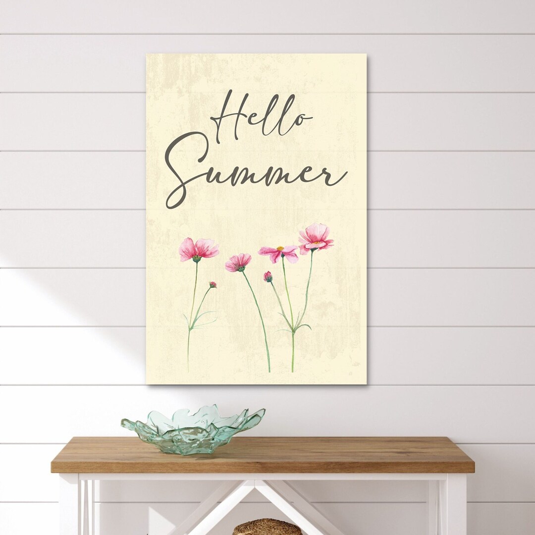 Hello Summer, Vintage Summer Sign, Vintage Home Decor, Floral Art ...