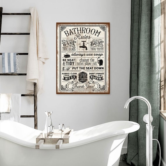 Vintage Bathroom Posters Toilet Seat Patent, Bathroom Art Antique