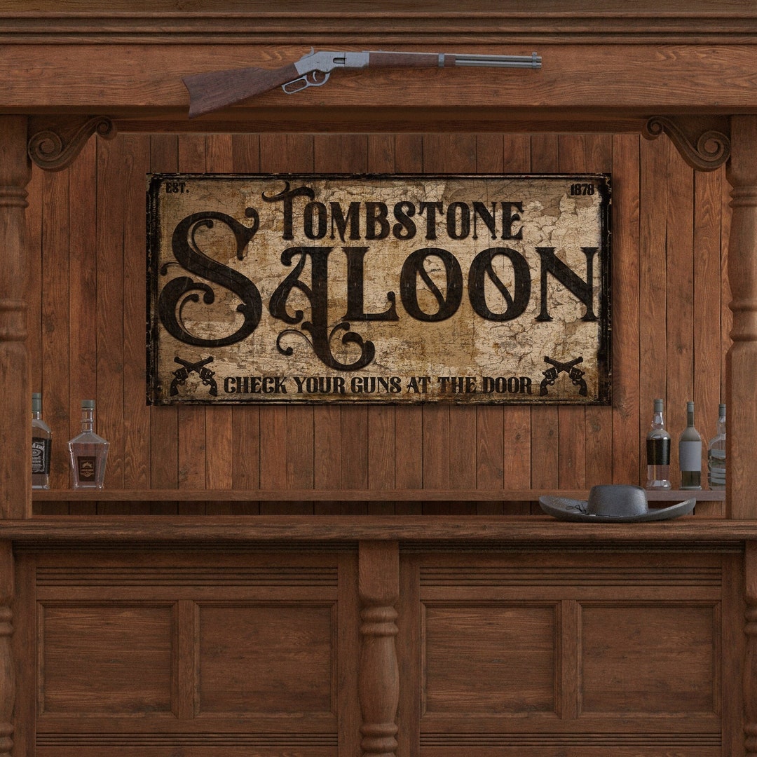 Tombstone Saloon, Vintage Farmhouse Sign, Personalized Gifts, Rustic ...