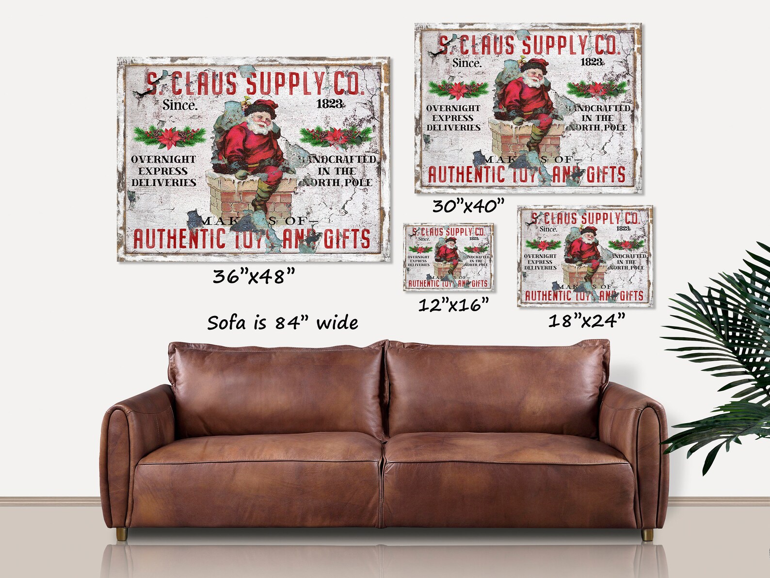 Santa Claus Sign Christmas Sign Vintage Holiday Decor Large | Etsy