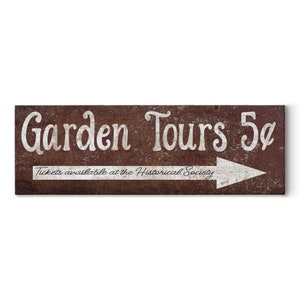Garden Tours Sign Vintage Garden Sign Large Canvas Signs - Etsy