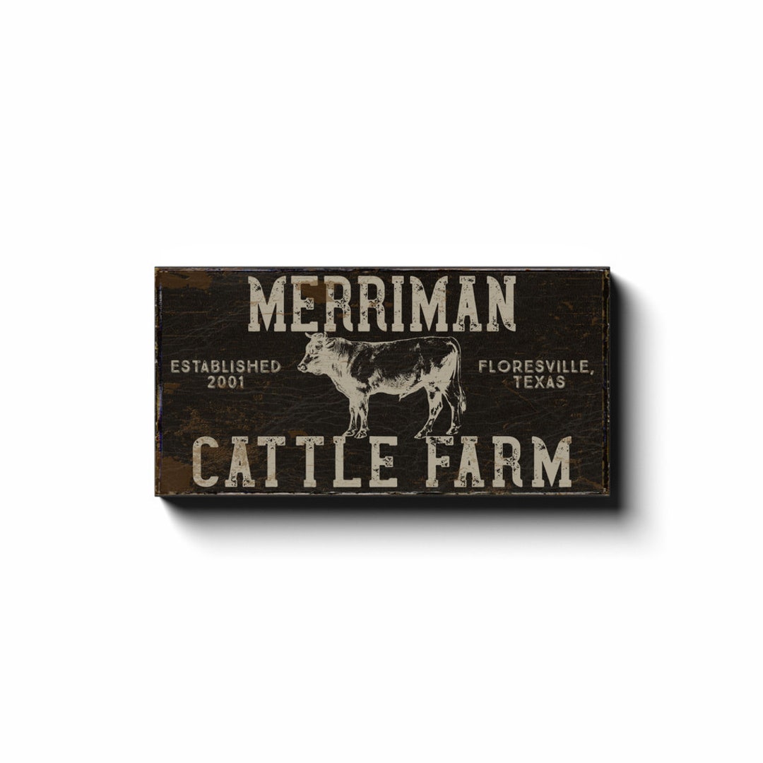 Personalized Cattle Farm Sign, Custom Cattle Gift, Large Wall Art ...