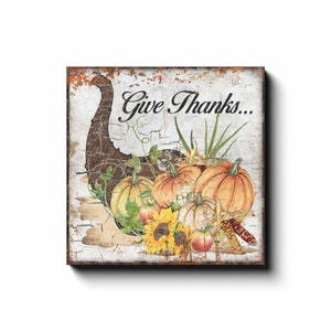Give Thanks Canvas Decor, Modern Farmhouse Wall Decor, Fall Decor ...