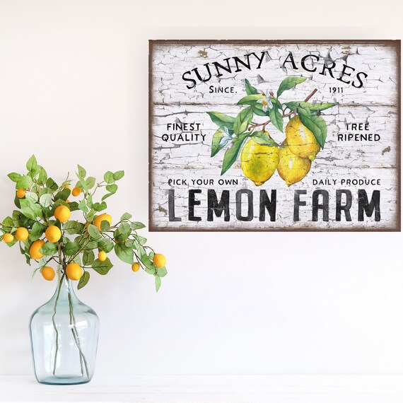 Farmhouse Lemon Decor Lemon Farm Sign Vintage Spring Decor - Etsy